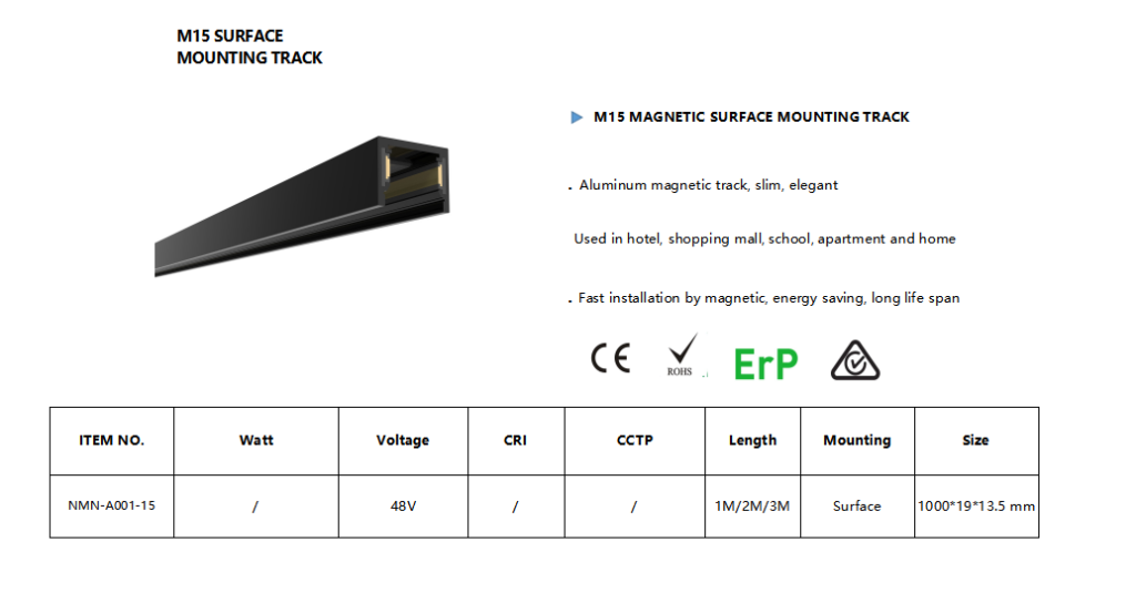 M15 SURFACE MOUNTING TRACK – SSS Lighting